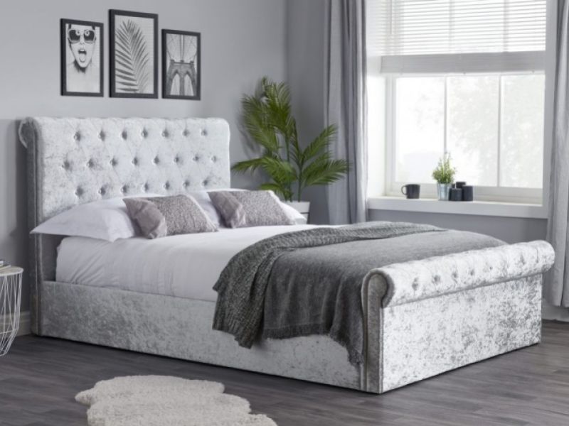 White crushed velvet ottoman bed store