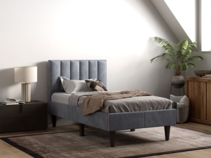 Flair Furnishings Riverside 3ft Single Grey Fabric Bed Frame by Flair Furnishings