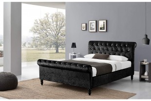 Sleep Design St James 4ft6 Double Crushed Black Velvet Bed Frame by UK Bed Store