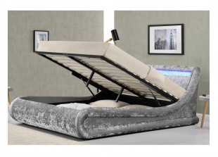 Crushed velvet bed with led lights store