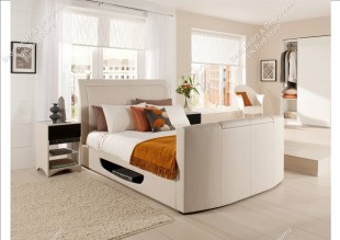 White leather tv bed king size store