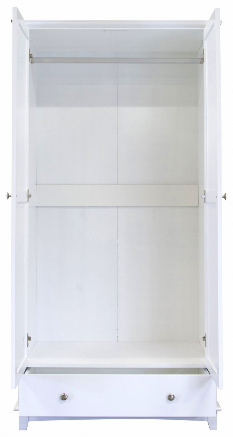 GFW Toulouse White 2 Door 1 Drawer Wardrobe by GFW