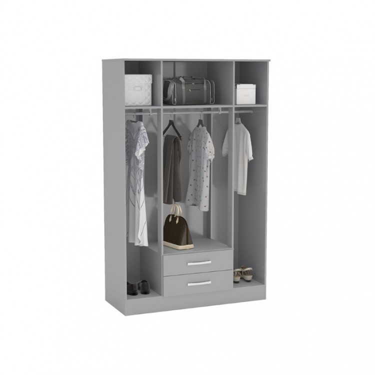 Birlea Lynx Grey 4 Door 2 Drawer Wardrobe With Centre Mirrors by Birlea